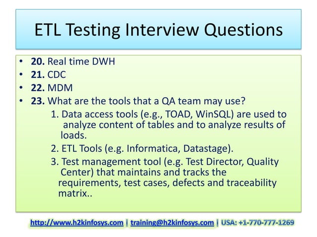 ETL Testing Interview Questions and Answers | PPTX | Databases ...