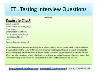 ETL Testing Interview Questions and Answers | PPTX | Databases ...