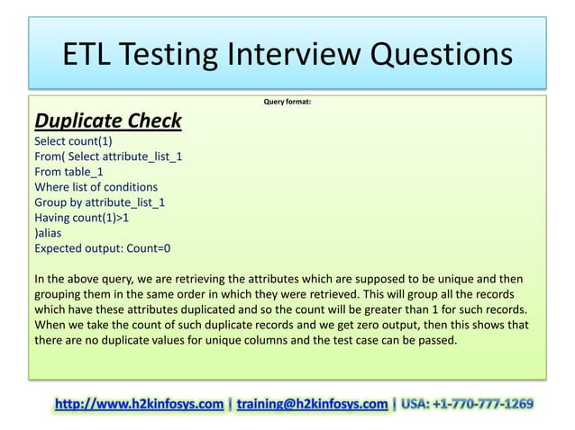 ETL Testing Interview Questions and Answers | PPTX | Databases ...