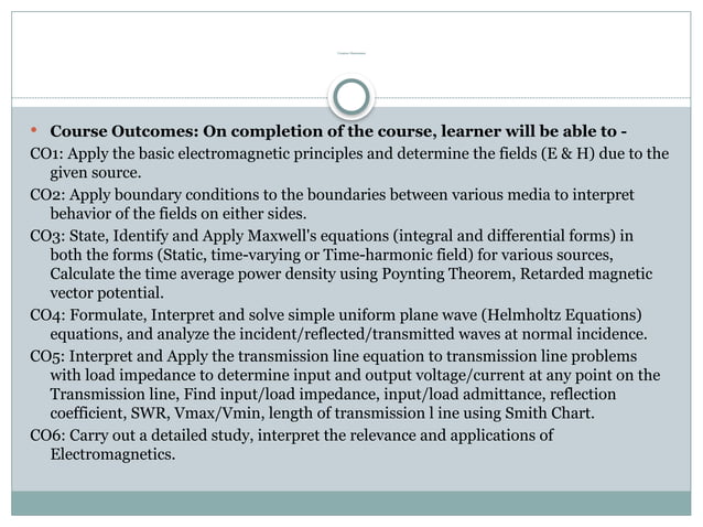Introduction To Electromagnetics And Transmission Line Ppt