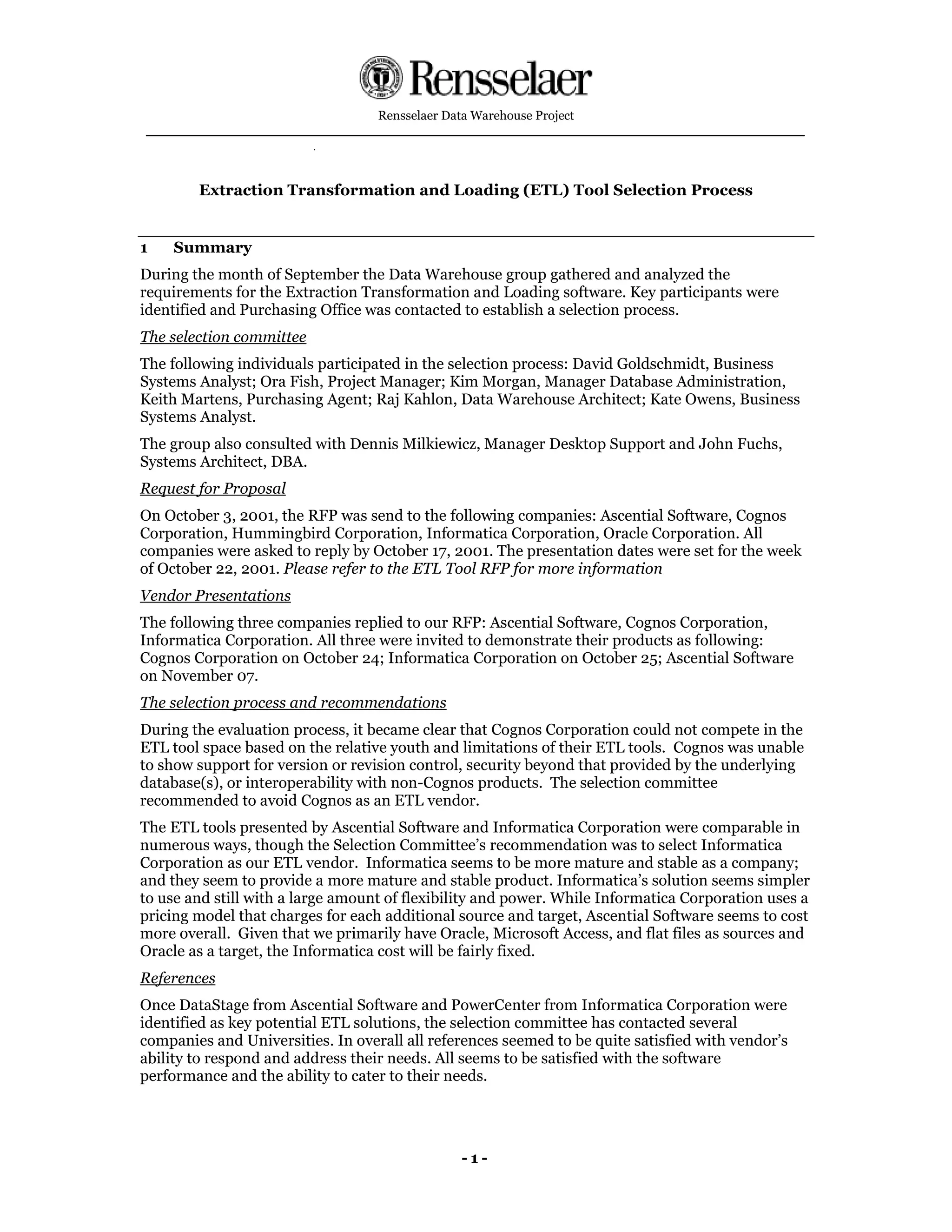 Etl tool-selection | PDF