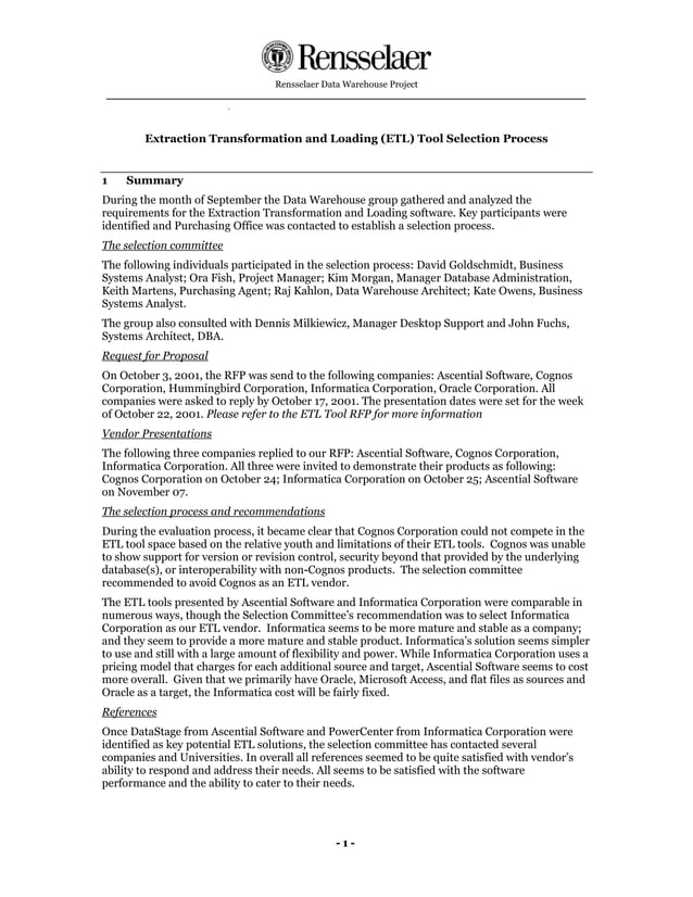 Etl tool-selection | PDF