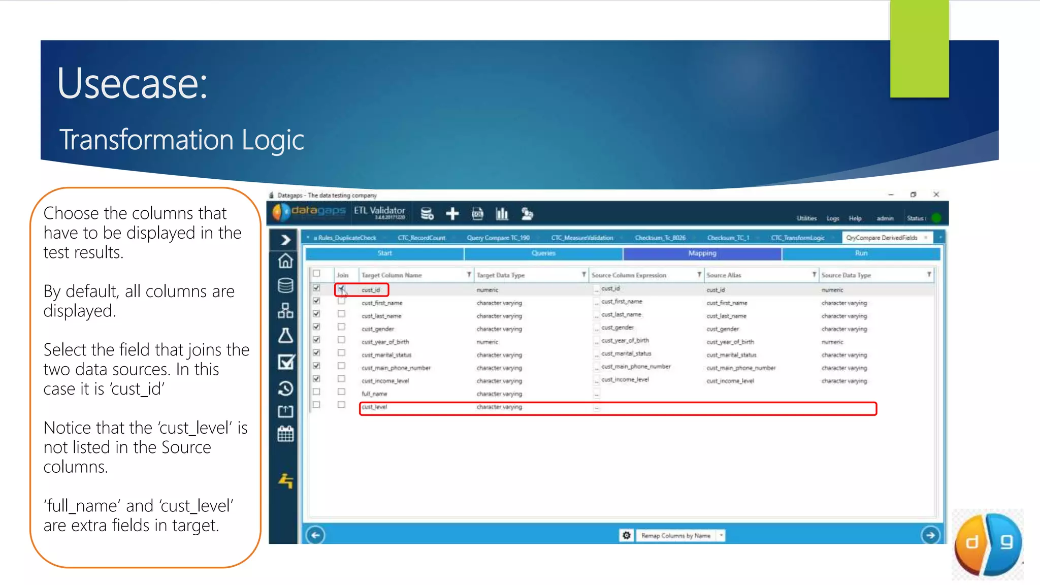 Etl Validator Usecase Transformation Logic In Input Data Source Ppt