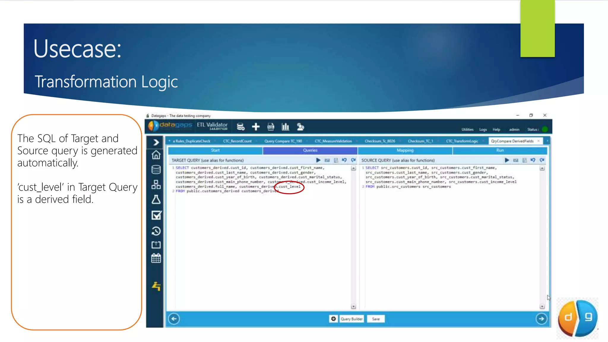 Etl Validator Usecase Transformation Logic In Input Data Source Ppt