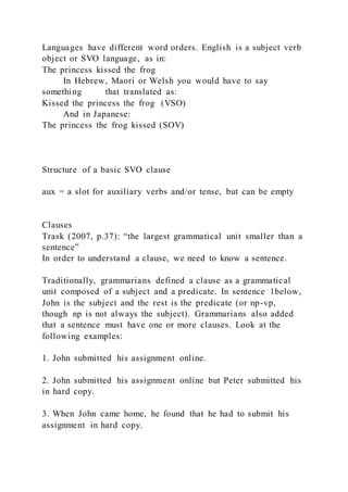 ETL 705 Week 4Sentence Level GrammarAnd…An Introd | PDF