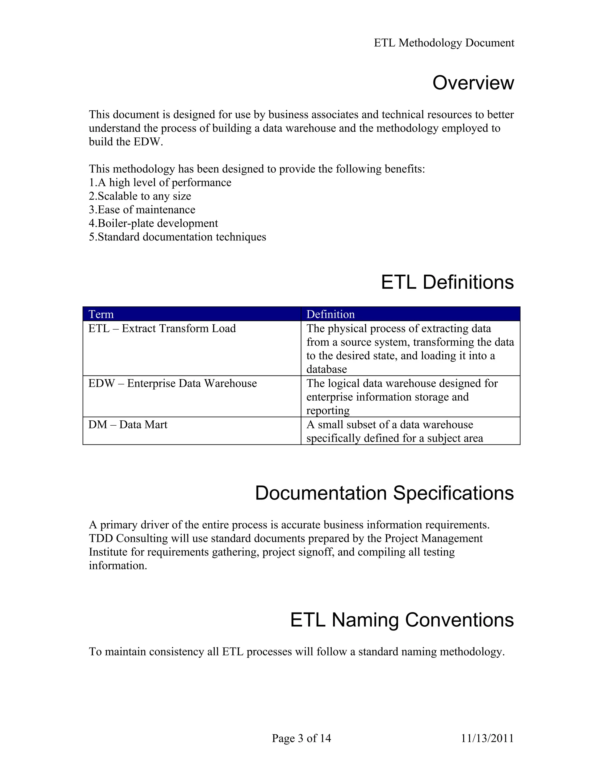 Etl design methodologydocument-datastage | DOC