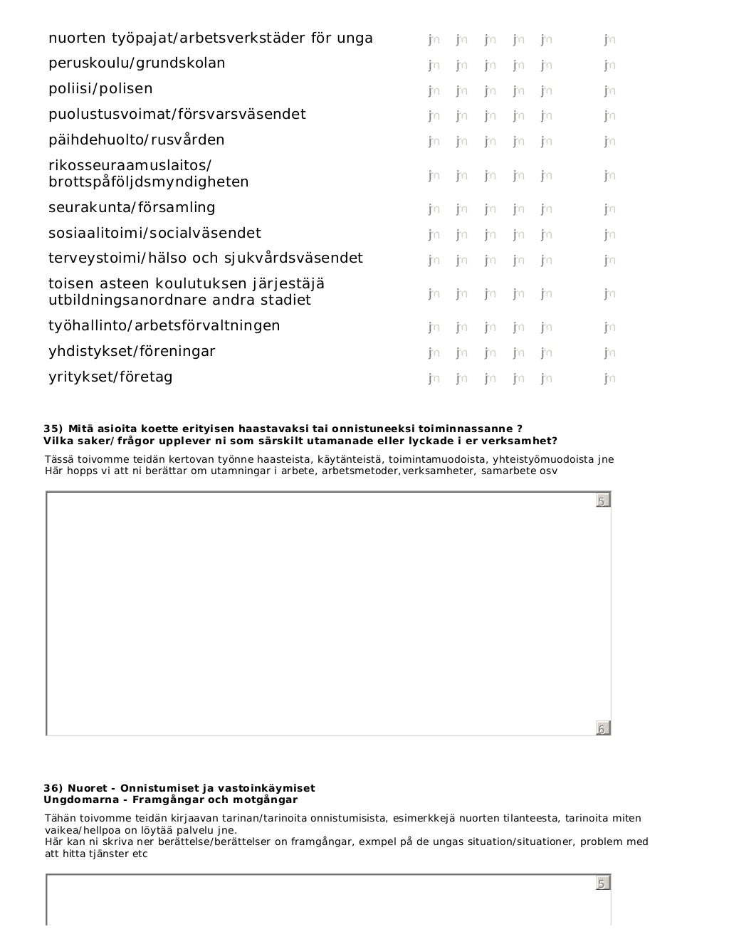 Et kyselylomake 2012