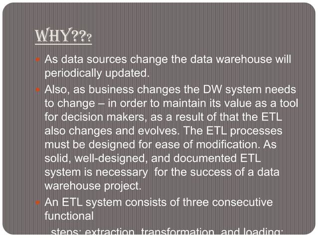 Etl process in data warehouse | PPTX