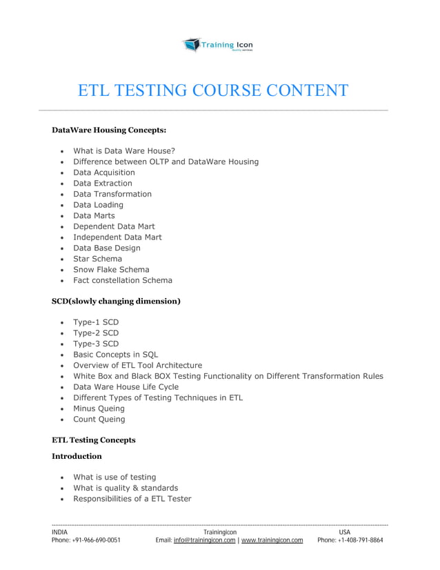 ETL TESTING ONLINE TRAINING | PDF