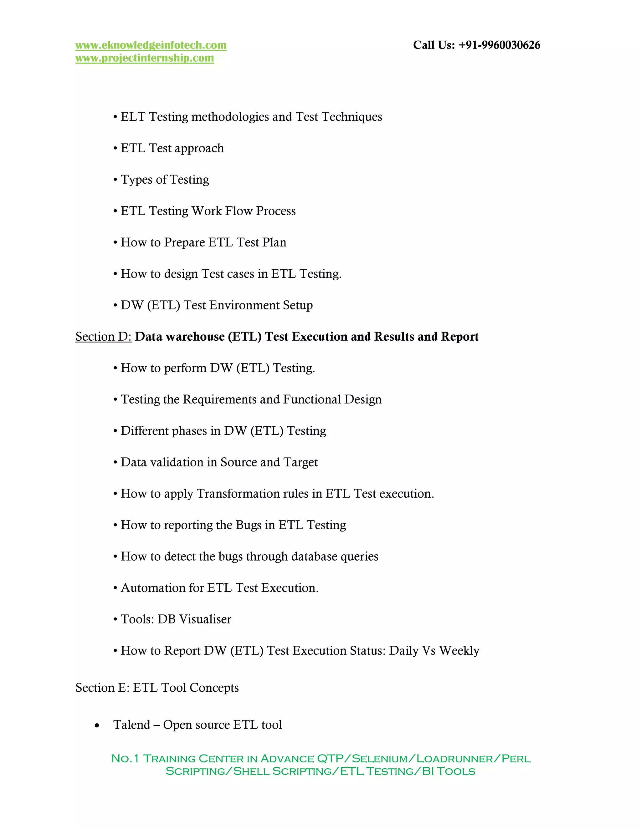 Etl testing contents | PDF