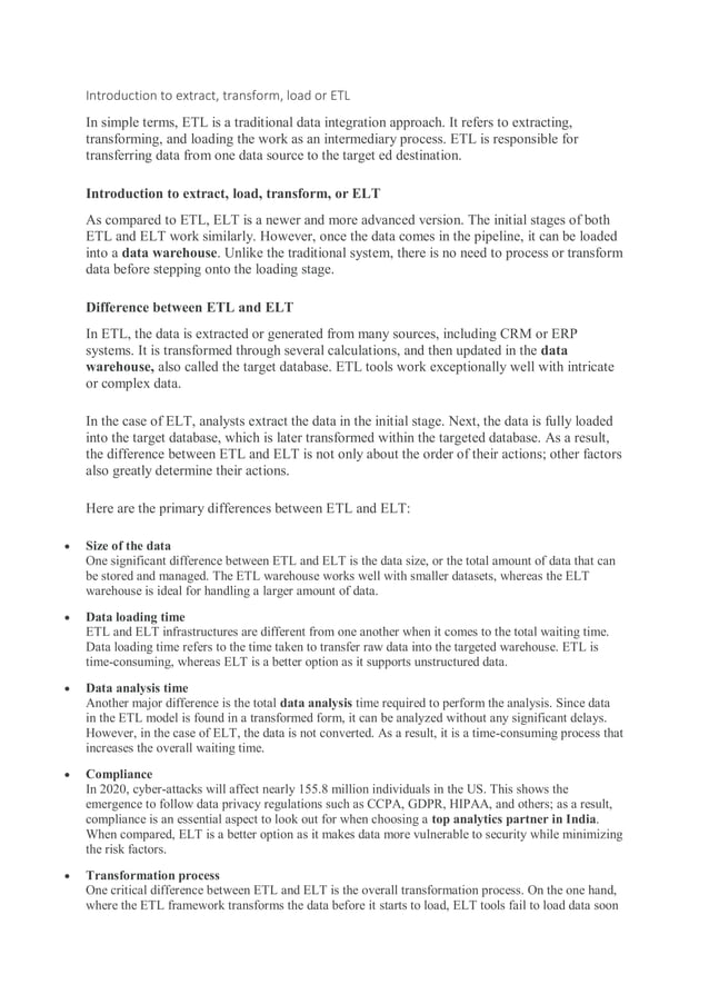 ETL vs ELT | PDF