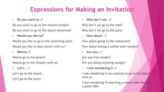 Making, Accepting, and Refusing an Invitation | PPTX