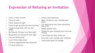 Making, Accepting, and Refusing an Invitation | PPTX