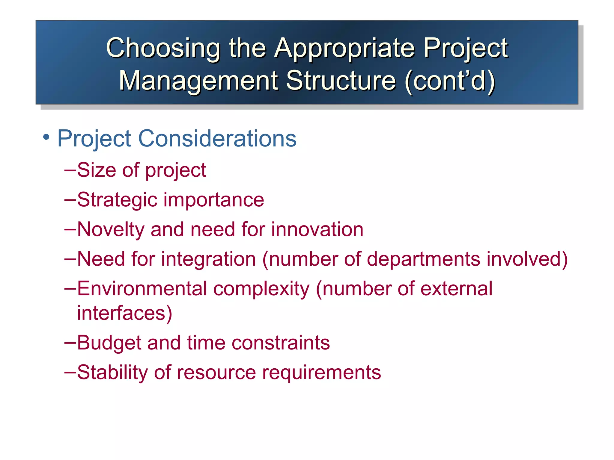 What is the Right Project Management Structures | PPT