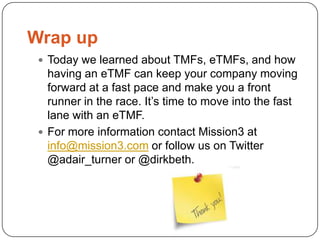 eTMF in the fast lane | PPT