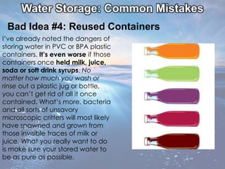Water Storage: Common Mistakes | PPTX
