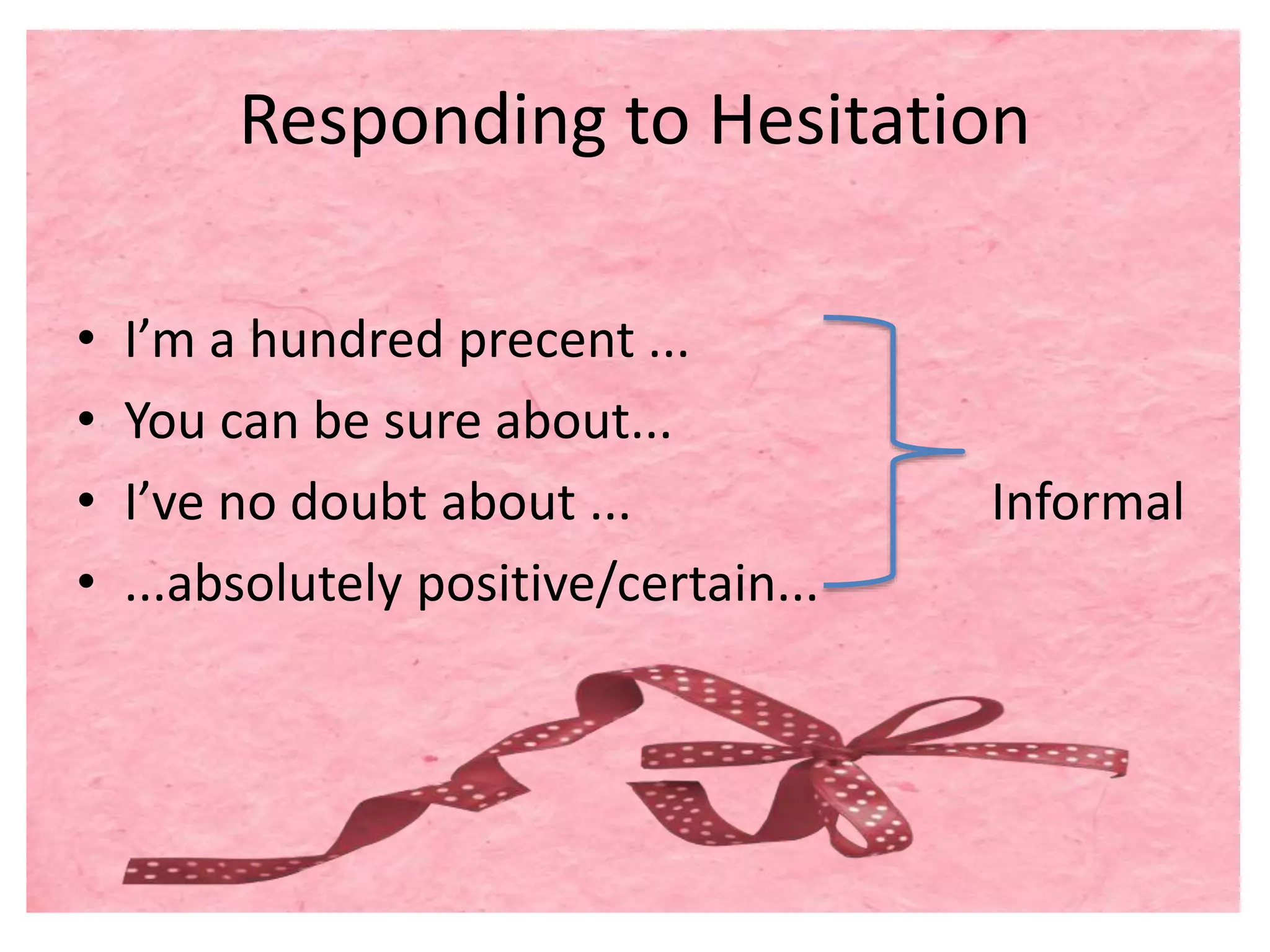 Teaching Speaking " Responding Hesitation " | PPTX
