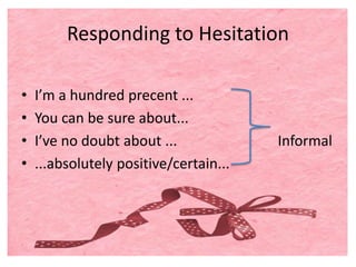 Teaching Speaking " Responding Hesitation " | PPT