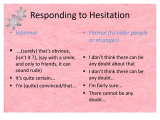Teaching Speaking " Responding Hesitation " | PPT
