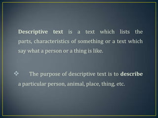Speaking Skill - Descriptive Text (Describing Animal) | PPTX