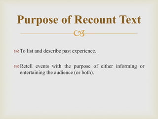 Etm task 4 storyboard for reading @Reading Recount Text | PPT