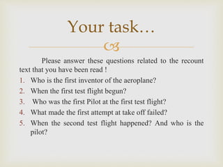 Etm task 4 storyboard for reading @Reading Recount Text | PPT