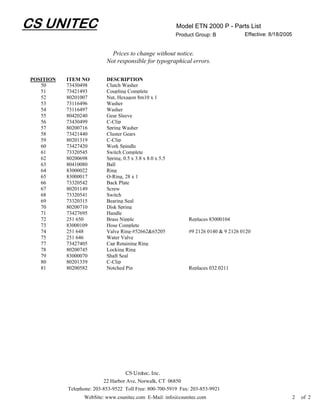 CS Unitec Electric Core Drill Schematics: ETN 2000 P | PDF