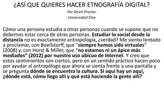 Etnografía digital. Antropología y etnografía ppt | PPT