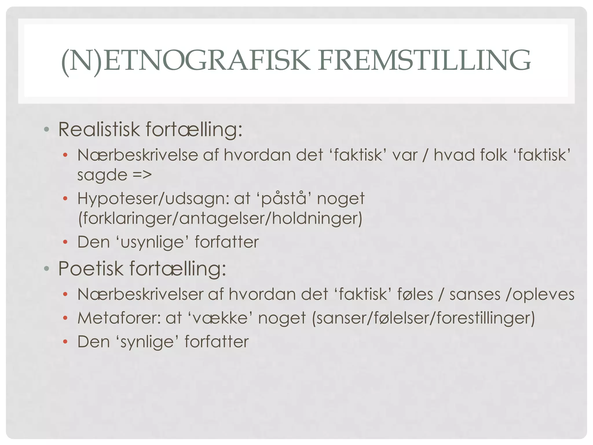 Etnografi & netnografi centrale termer | PPTX