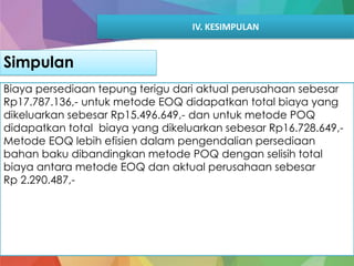 Metode EOQ dan POQ dalam Efisiensi Biaya Persediaan | PDF