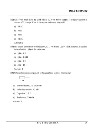 ETO & MEO Certificate of Competency Questions and Answers | PDF