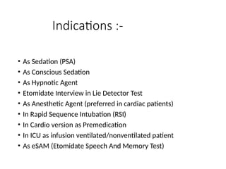 Etomidate use in procedural sedation and analgesia | PPTX