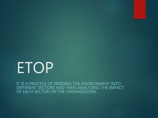 Etop analysis(ENVIRONMENT THREAT AND OPPORTUNITY PROFILE (ETOP) | PPTX ...