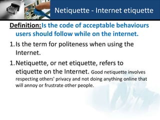 2.5 Netiquette | PPTX | Internet for Beginners | Internet