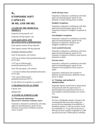 Etoposide 50 mg, 100mg capsule, soft smpc taj pharmaceuticals | PDF