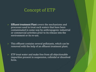 Etp(EFFLUENT TREATMNT Plant) | PPTX