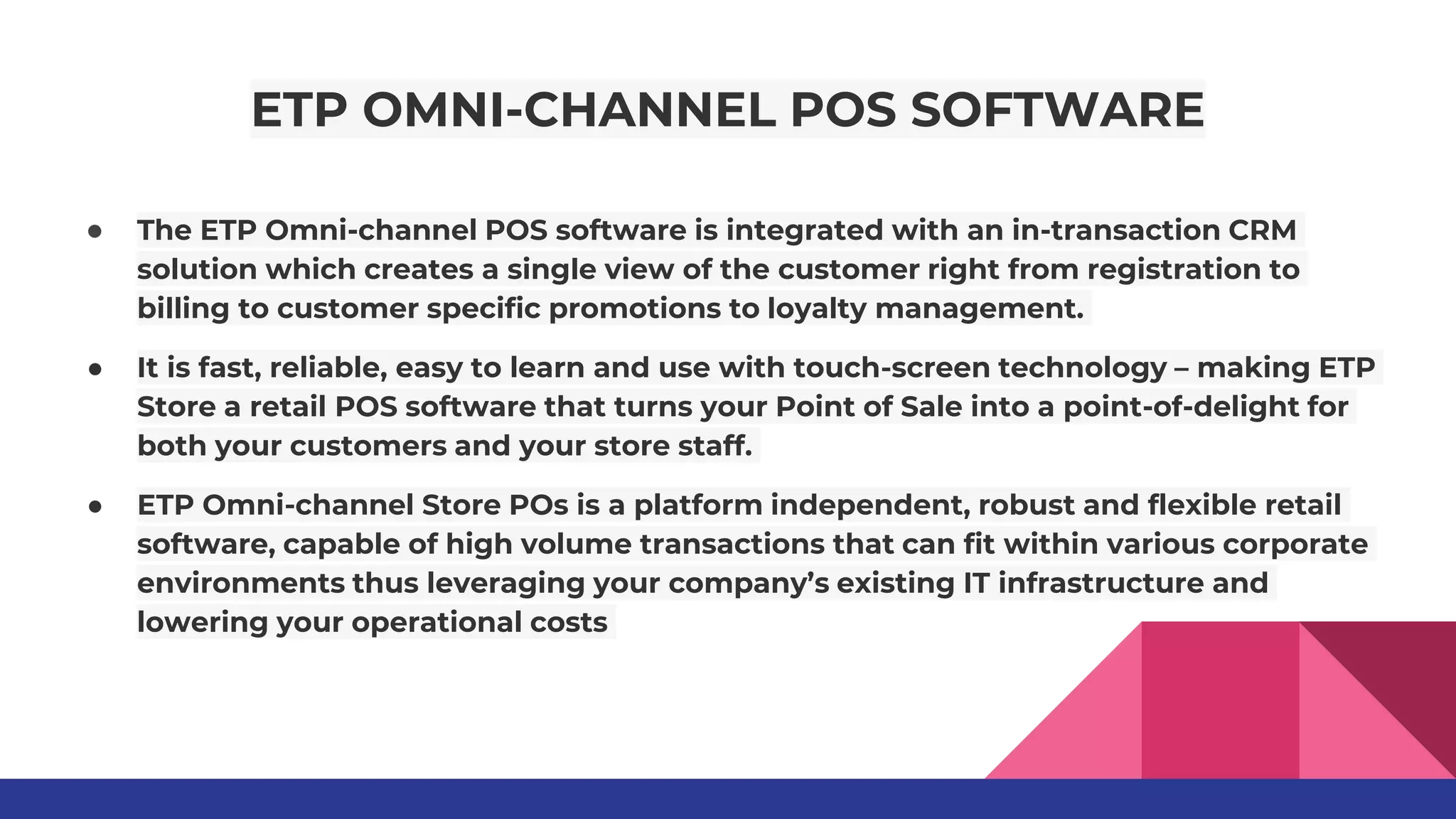 ETP OMNI-CHANNEL POS SOFTWARE | PPTX