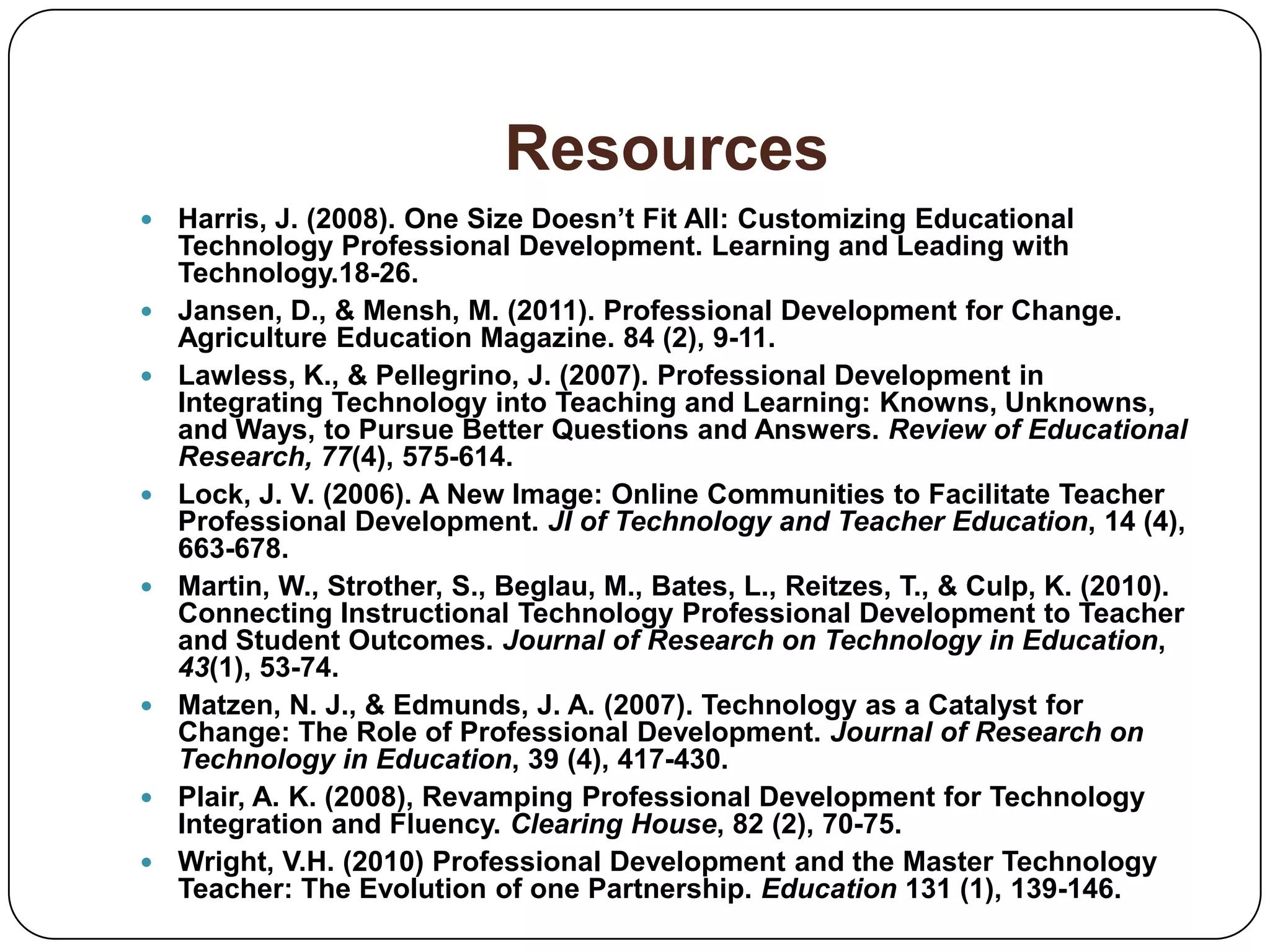 Educational Technology Professional Development | PPT