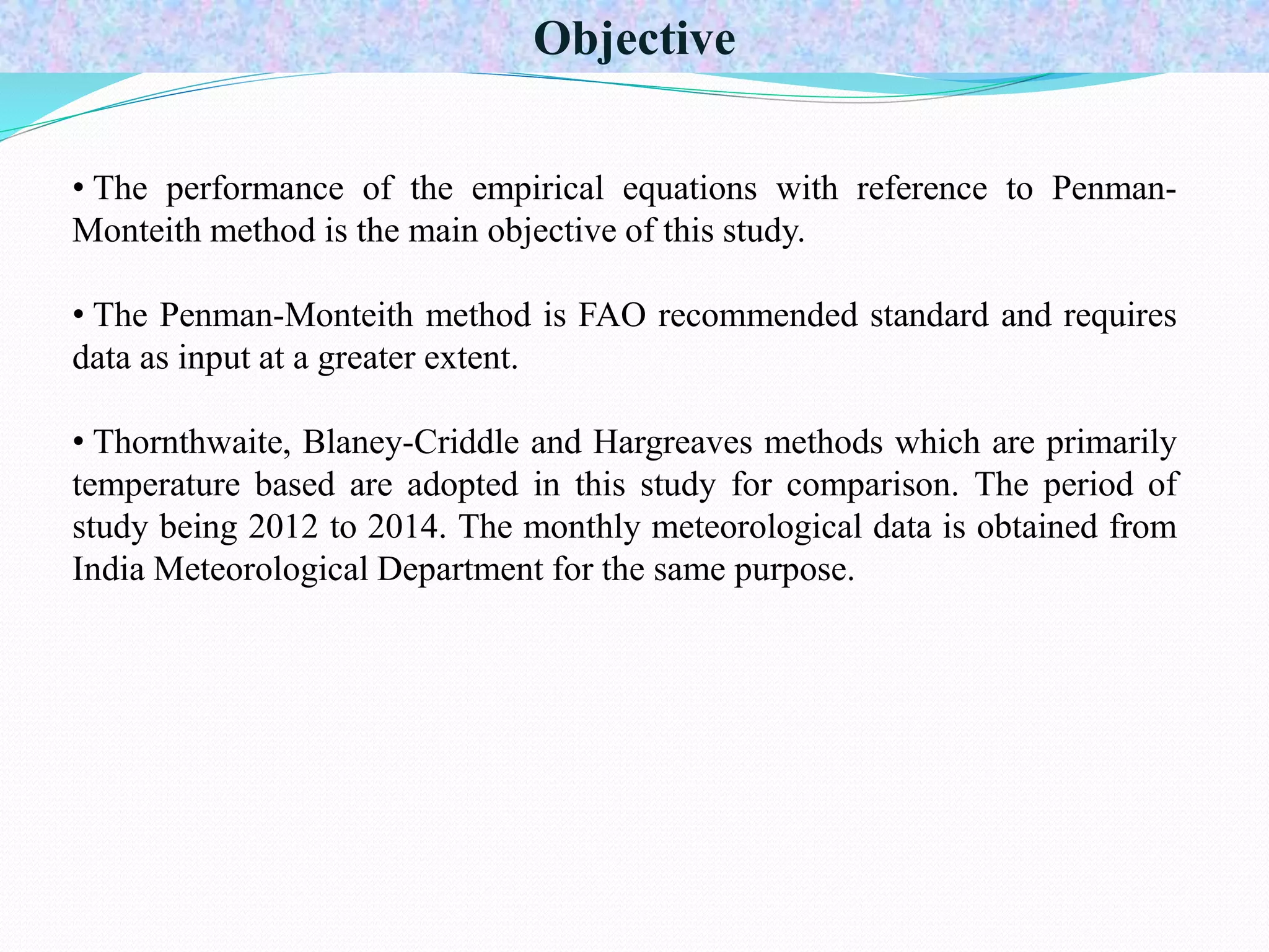 COMPARISON OF DIFFERENT METHODS OF ESTIMATING POTENTIAL ...