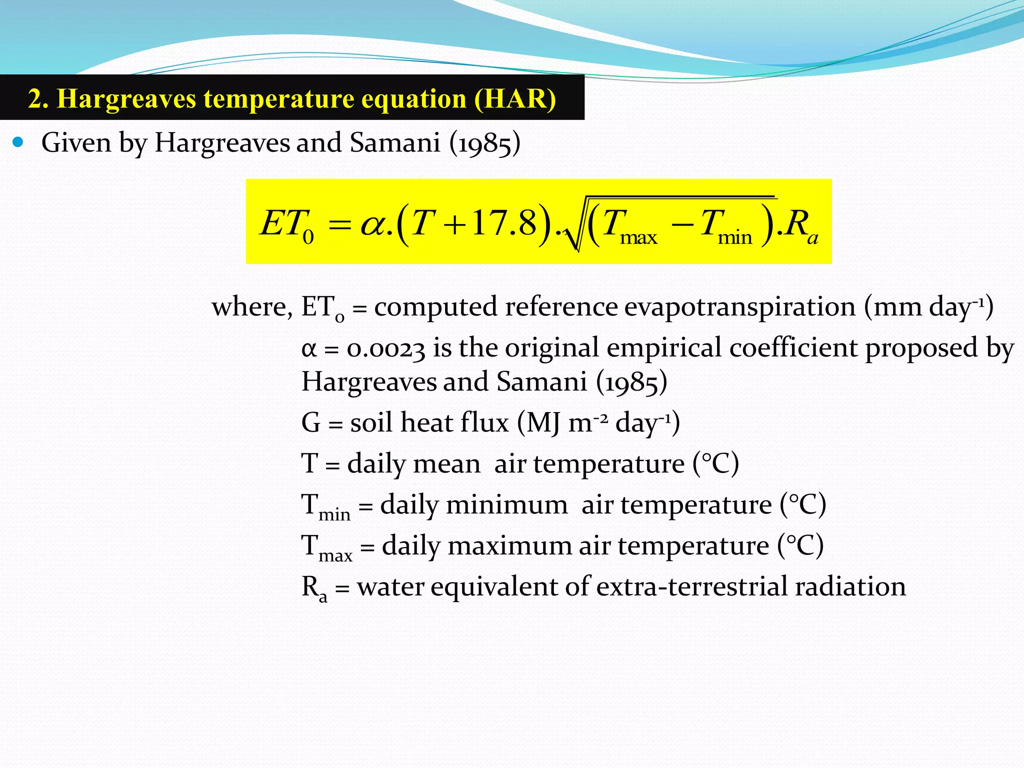 COMPARISON OF DIFFERENT METHODS OF ESTIMATING POTENTIAL ...