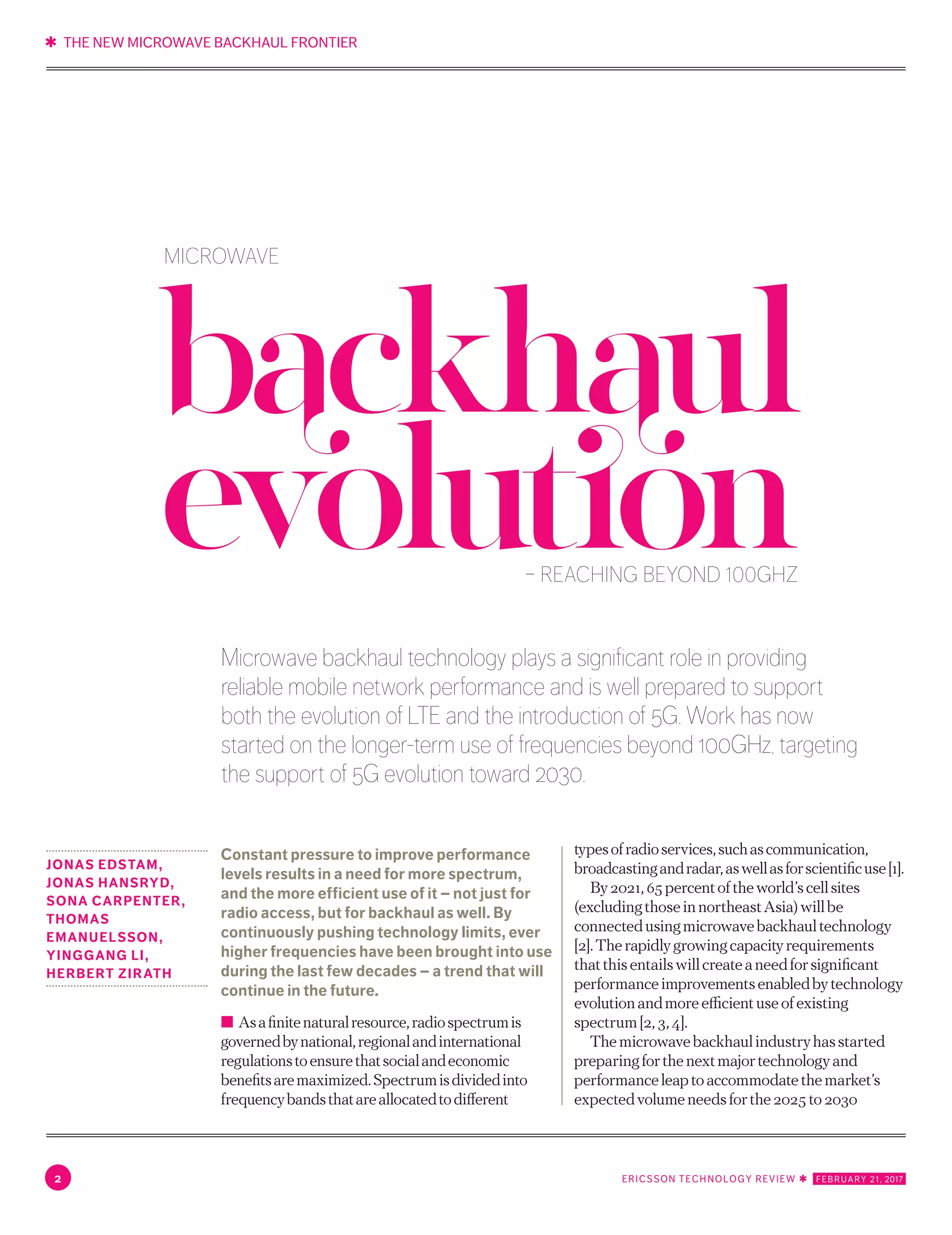 Ericsson Technology Review: Microwave backhaul evolution – reaching ...
