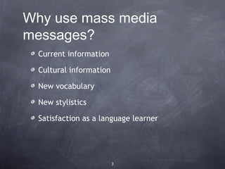 Using mass media in English classroom | PPT