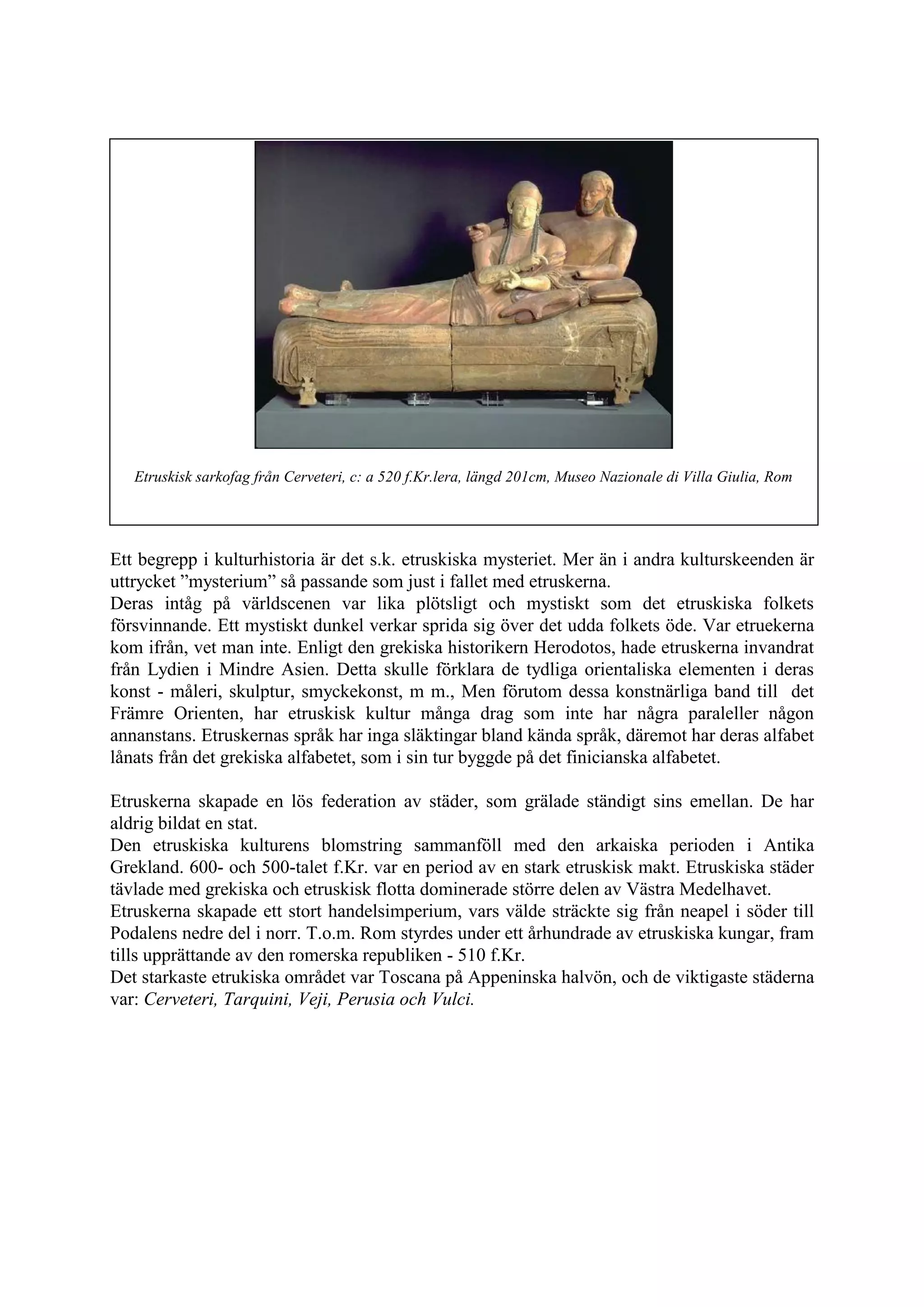 Etruskisk kulturhistoria | PDF