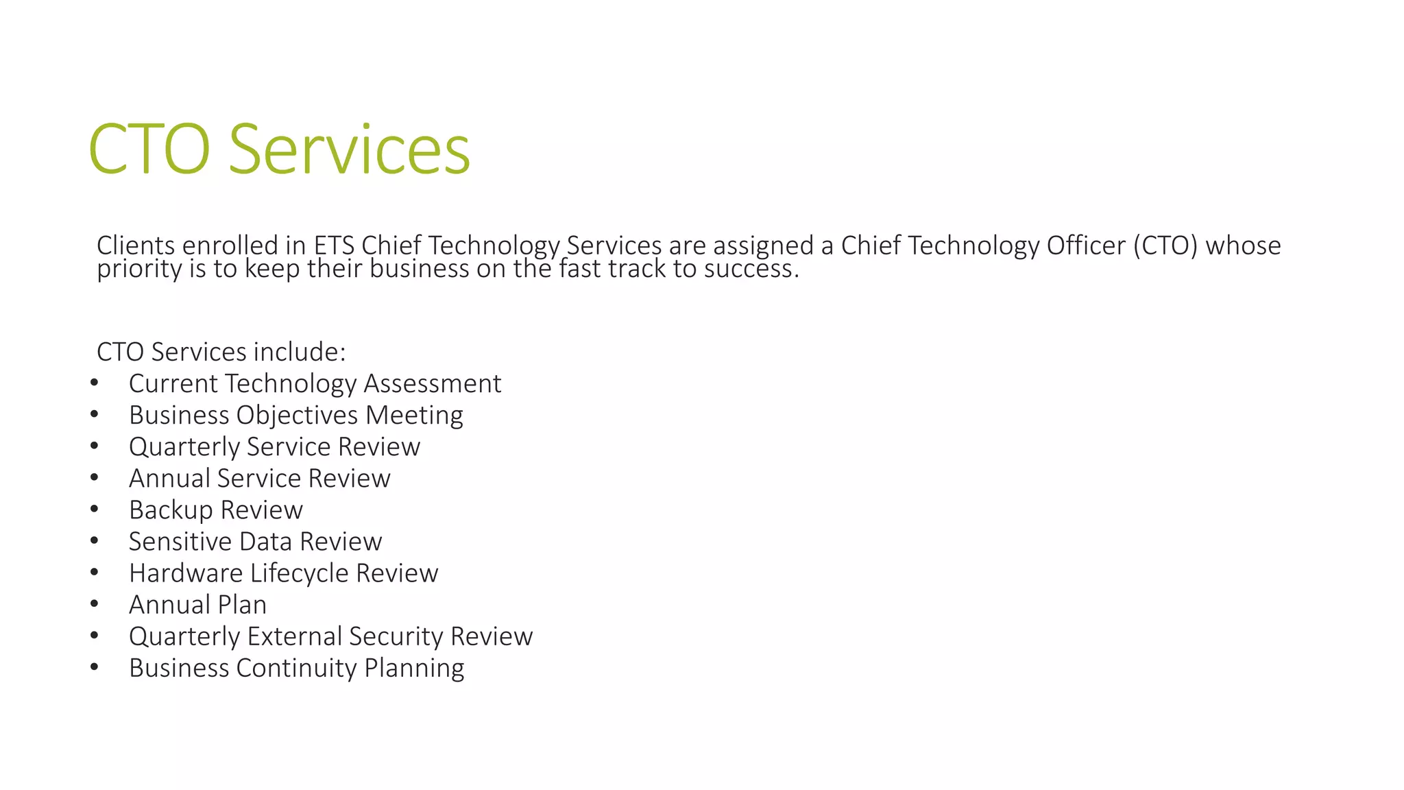 ETS Services Outline | PPTX