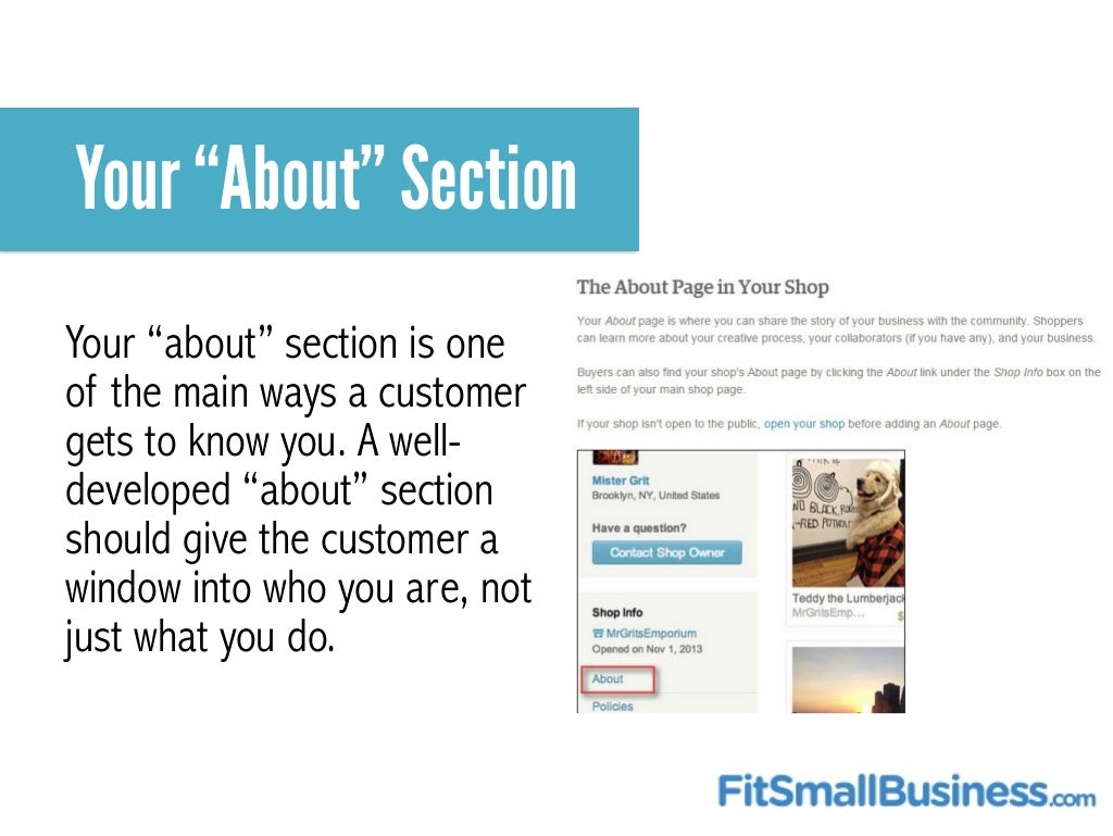 Your ‘‘About’’ Section Your “about”