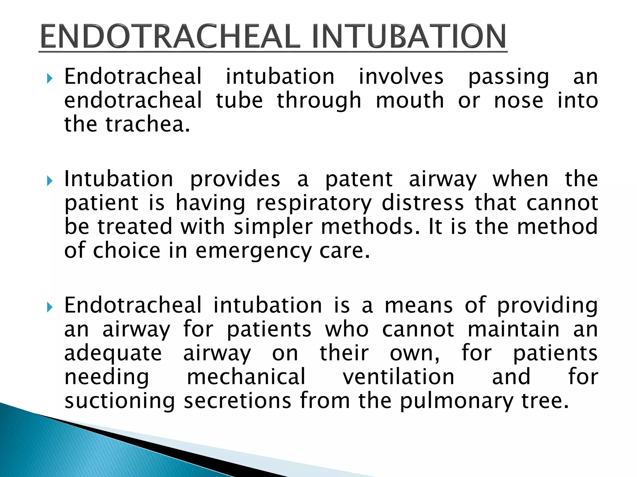 ENDOTRACHEAL TUBE INTUBATION II Parts II Details II Clinical Discussion ...