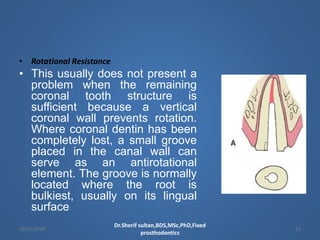 restoration of endodontically treated teeth cast post | PPTX