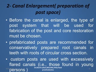 restoration of endodontically treated teeth cast post | PPTX