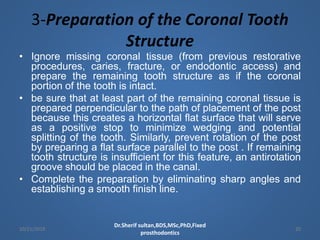 restoration of endodontically treated teeth cast post | PPTX