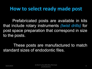 restoration of endodontically treated teeth ready post | PPT